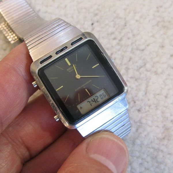 Vintage SEIKO Quartz Ana-Digi H249-505A Alarm Chronograph Black Dial ...