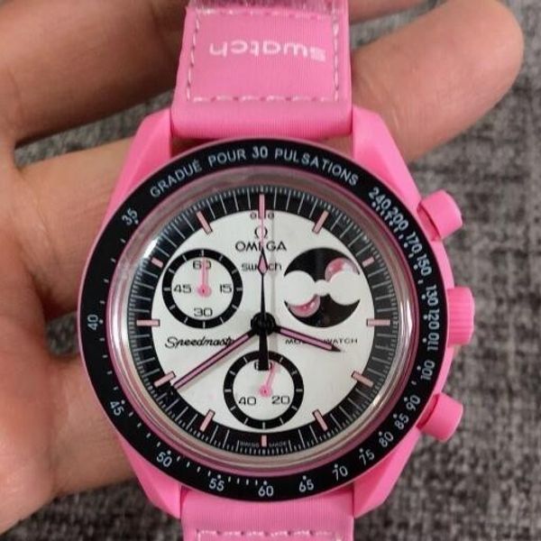 new x Omega Bioceramic Moonswatch Mission To The pink Moon Watch -With ...