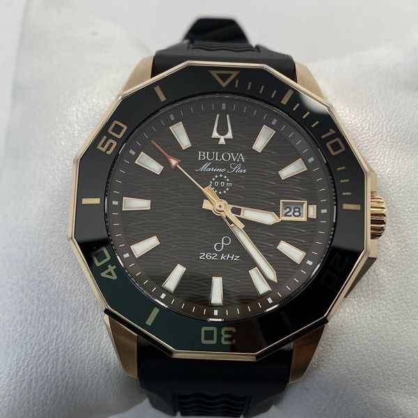 Bulova Marine Star Precisionist Quartz Brown Dial Rubber Strap Mens ...