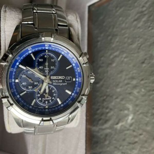 Seiko Men's Stainless Steel Solar Chronograph Watch - SSC141 MSRP: $375 ...