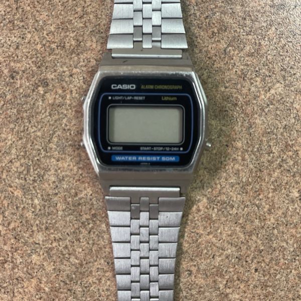 Vintage 80s CASIO JAPAN 415 W-34 Digital Watch Chronograph Stainless ...