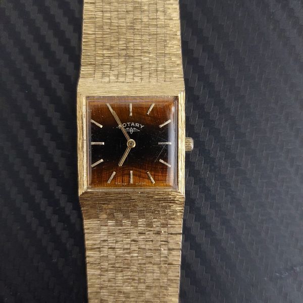 Mens Vintage Rotary Tigers Eye Dial 17 Jewel Mechanical Watch With Box ...