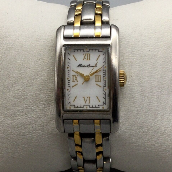Eddie Bauer Watch Women 20mm Silver Gold Tone Tank New Battery 6 ...