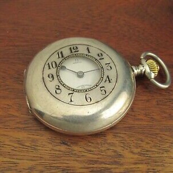 OLD OMEGA DEMI HUNTER SILVER CASE SWISS POCKET WATCH ARABIC NUMBERS ...