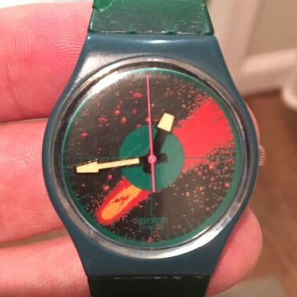 Vintage 1986 Halley’s Comet Swatch Wristwatch - GS102 Cosmic Encounter ...