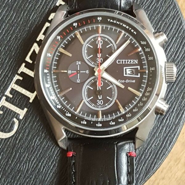 Citizen Eco Drive B612-S095565 Sports Chronograph Black Dial Leather ...