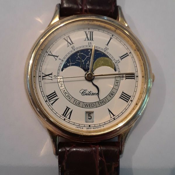 UNISEX VINTAGE CITIZEN MOON PHASE WRIST WATCH 2870-268423 K ...