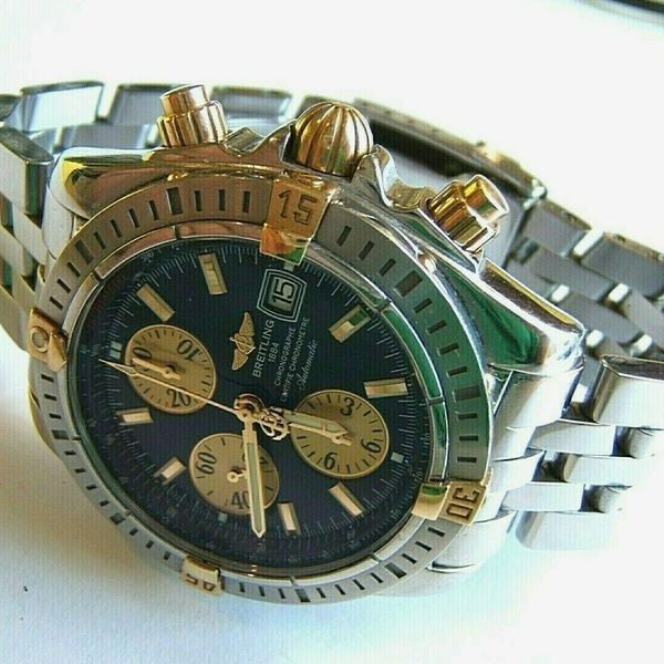 BREITLING CHRONOMAT EVOLUTION B13356 AUTOMATIC CHRONOGRAPH 18K/SS BLUE ...
