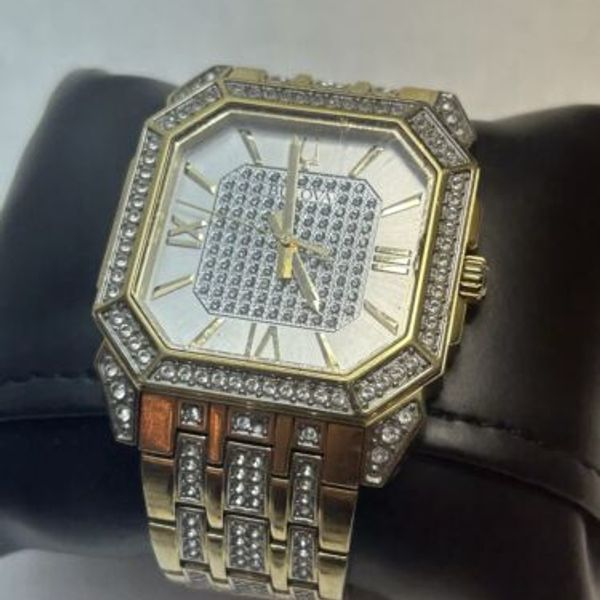 Bulova Gold Tone 98A295 Working Menâ s Watch -iced Out- Read ...