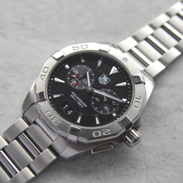 Tag Heuer Aquaracer WAY111Z Steel Watch 41mm Case Black Dial Men's ...