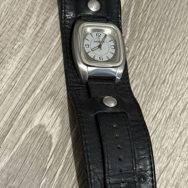 Nixon Yes The Power Slave Men Black Cuff Leather Quartz Watch Dave ...