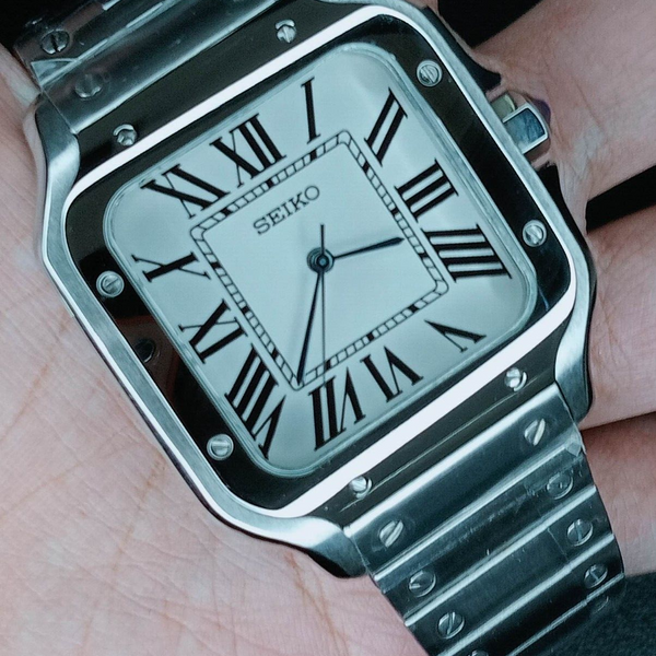 NH35 Seiko Movement Custom Build Watch - White Dial Santos Homage ...