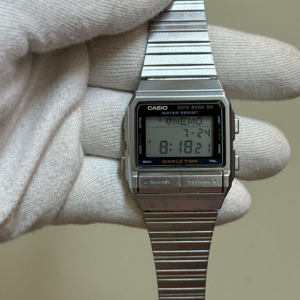 VINTAGE CASIO DB-520 DATA BANK MENS QUARTZ STAINLESS STEEL WATCH ...