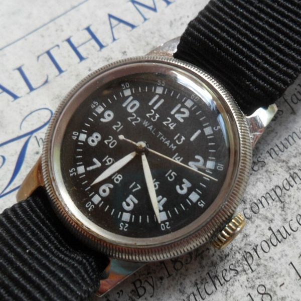 Vintage Men's 1940's Waltham 24 Dial Military Mech. Watch w/ Ordnance ...