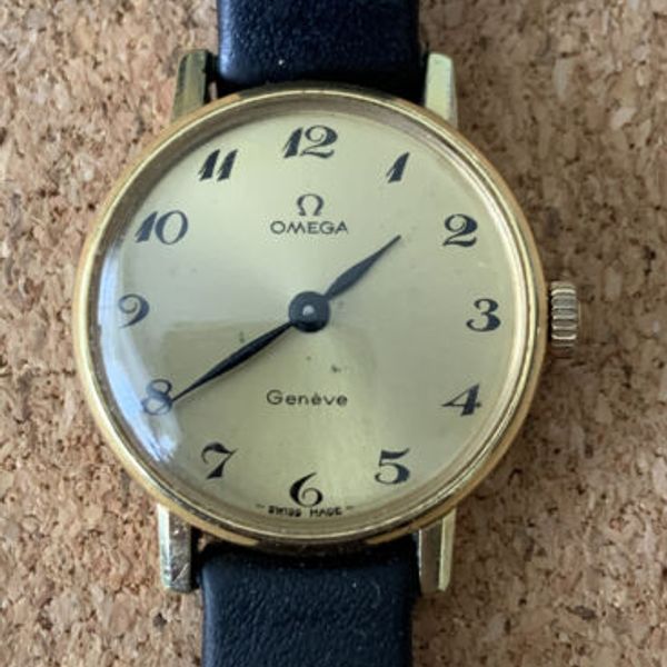 Vintage Ladies Omega Geneve Mechanical Gold Plate Watch working ...