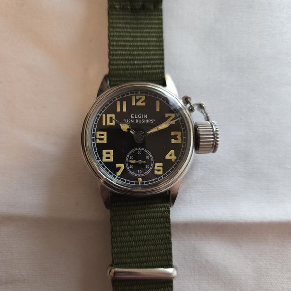 WW2 ELGIN USN BUSHIPS MILITARY WATCH with NEW FROGMAN CASE ...