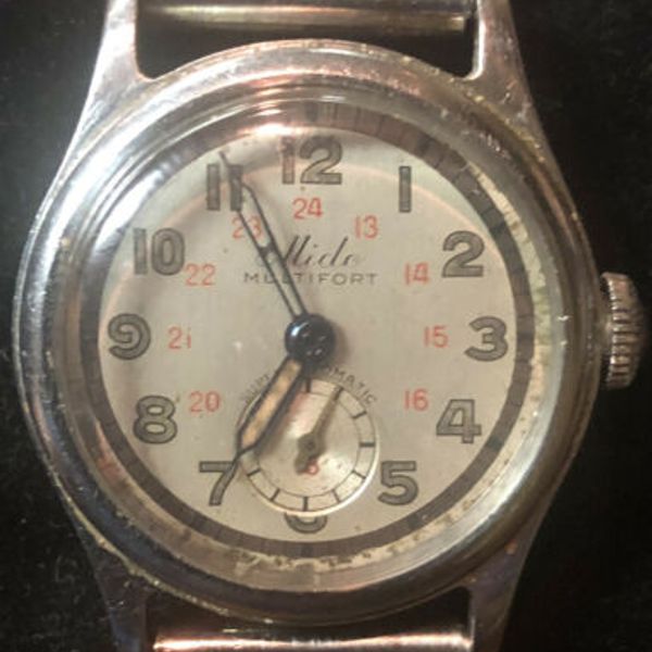 Mido Multifort Watch Mens 816 Automatic Military Silver Tone SS ...