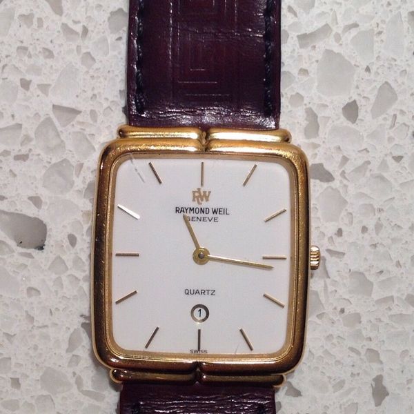 Raymond Weil Mens Watch SWISS Quartz Geneve Model 5325 Gold Plated ...