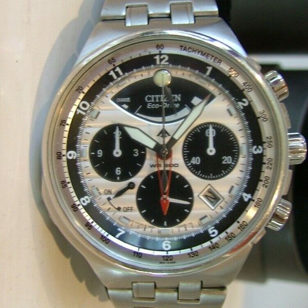 Citizen Eco-Drive Mens Calibre 2100 Stainless Steel Chronograph Watch ...
