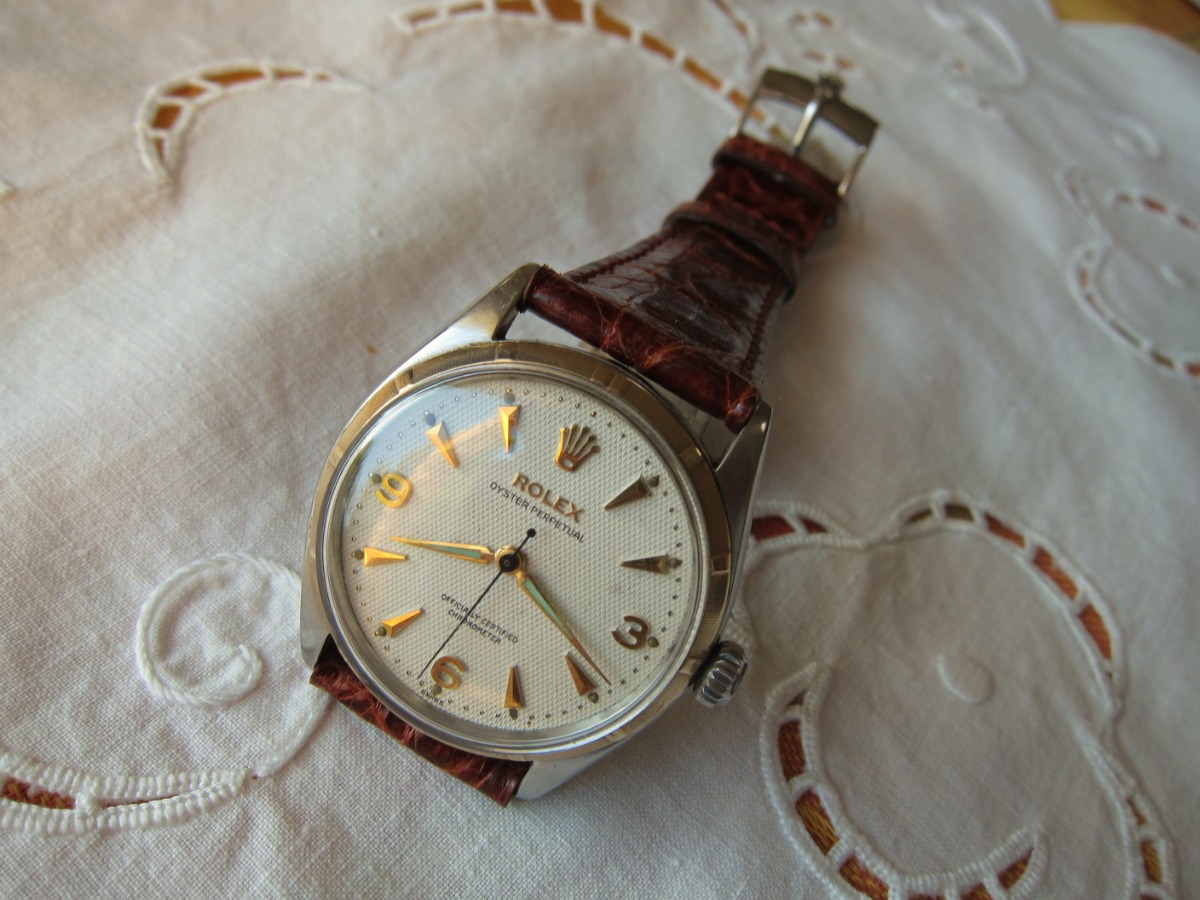 Rolex Oyster Perpetual two tone, ref# 6565 waffle dial , 1955 | WatchCharts
