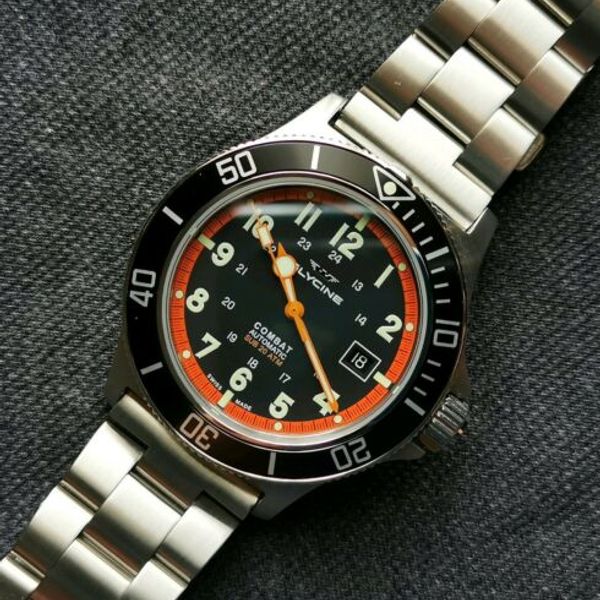 Glycine Combat Sub Automatic 42mm Black and Orange Dial - GL0088 ...