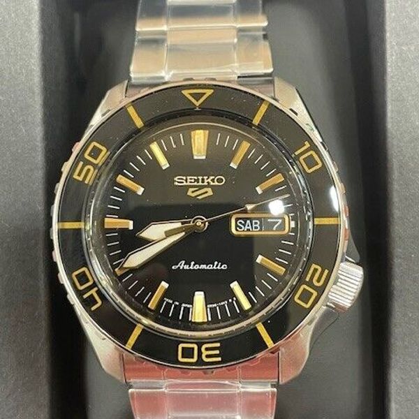 Seiko 5 Automatic Black Dial Steel Bracelet Men's Watch SRPK99 ...