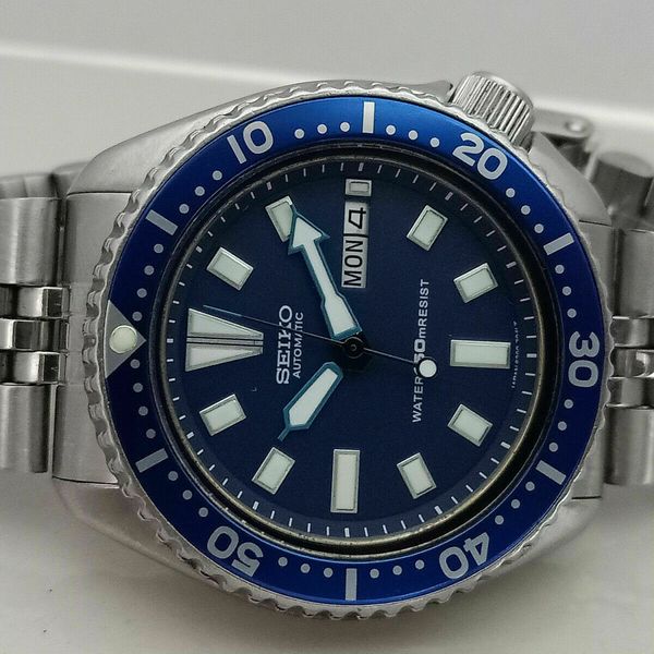 VINTAGE SEIKO DIVER 6309-7290 BLUE FACE MODDED AUTOMATIC MEN WATCH SN ...
