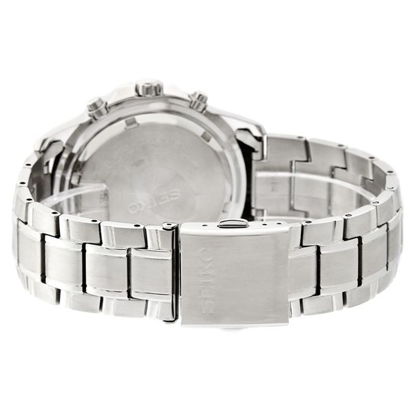 Seiko Solar Quartz Men's Blue Dial Stainless Steel Chronograph Watch ...