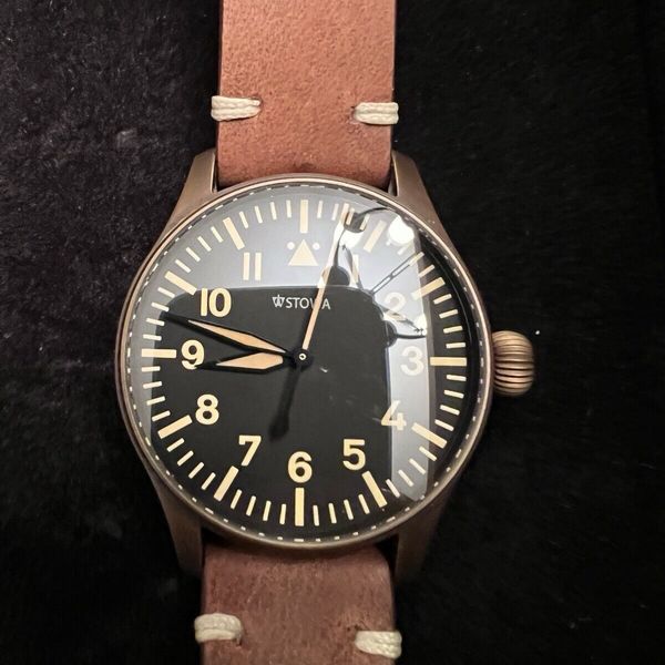 Stowa Flieger Bronze Vintage 36 PILOT Watch Manual Wind / No Date / w ...