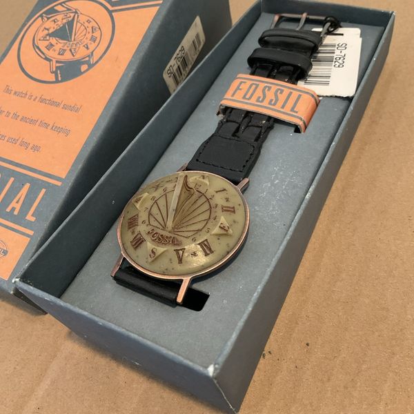 Vintage Fossil Sundial Watch w Genuine Leather Band SD-7629 Brand New ...