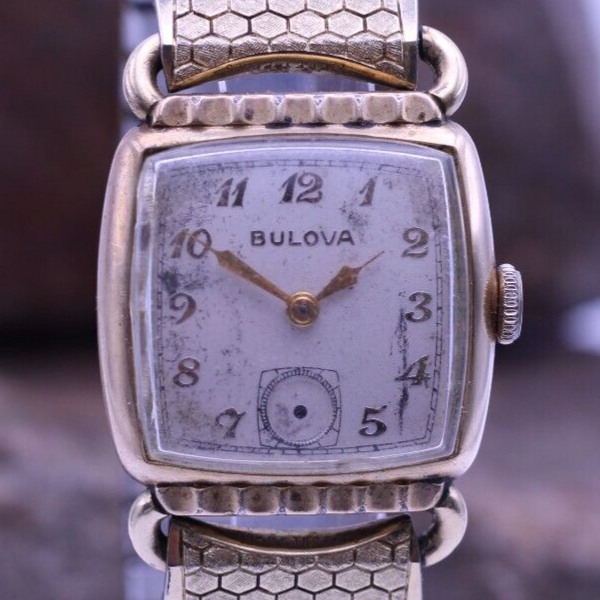 BULOVA 10BT ART DECO MEN'S TANK WRIST WATCH 25.8x35mm FANCY CASE 15j ...