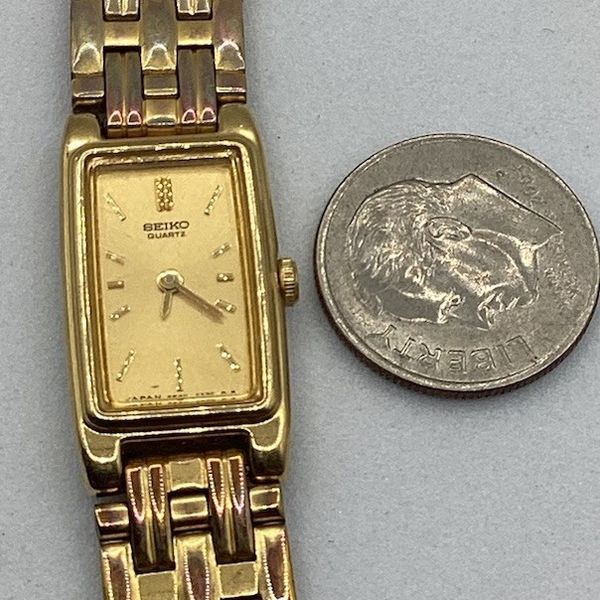 SEIKO JAPAN 2E20-7029 LADIES BAMBOO TANK WATCH w/MATCHING BAND 6â ...