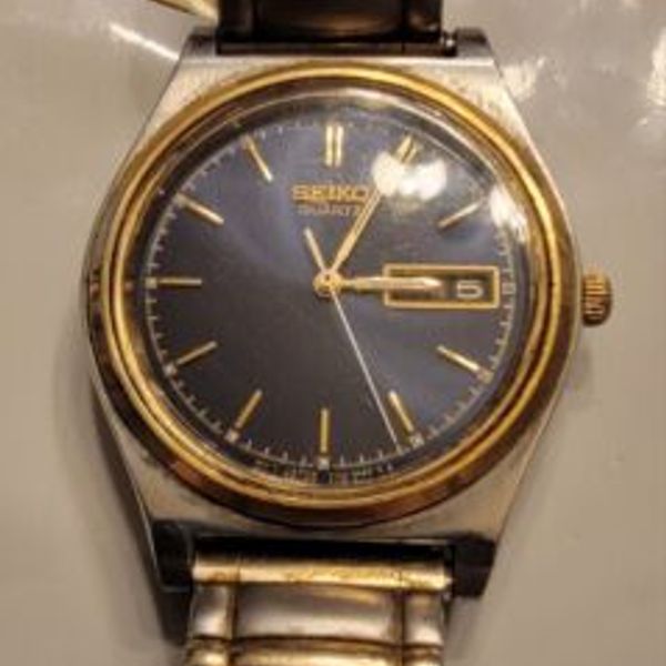 Seiko Japan v743-8a20 Blue Dial Quartz Mens Watch Works Great Day/ Date | WatchCharts Marketplace