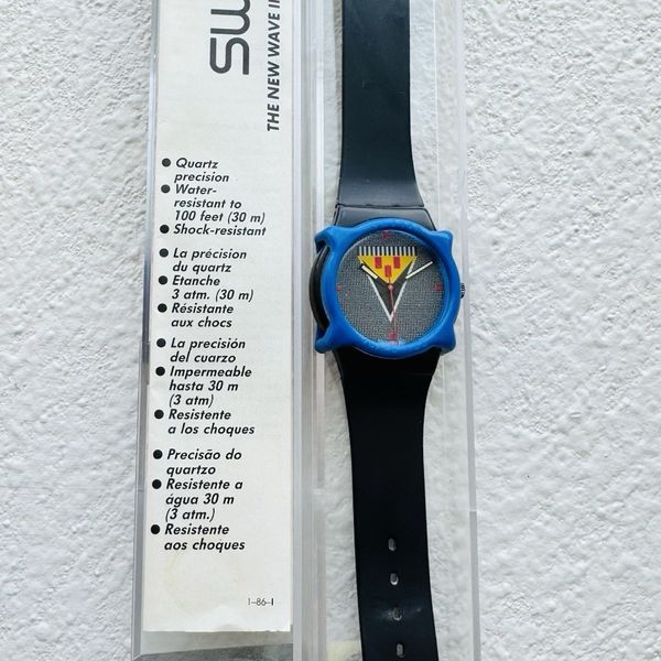 Swatch Watch mens GB110 Lancelot 1986 rare vintage original band + case ...