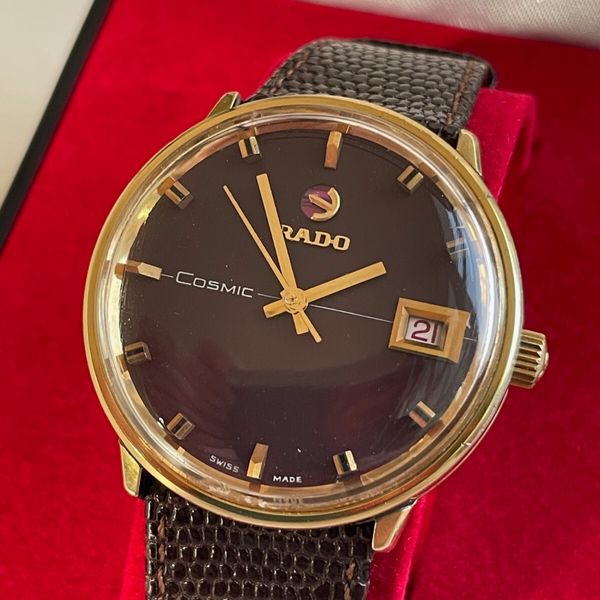 Rare Maroon Dial 1960s Vintage Rado Cosmic Gold Plated 25 Jewel ...