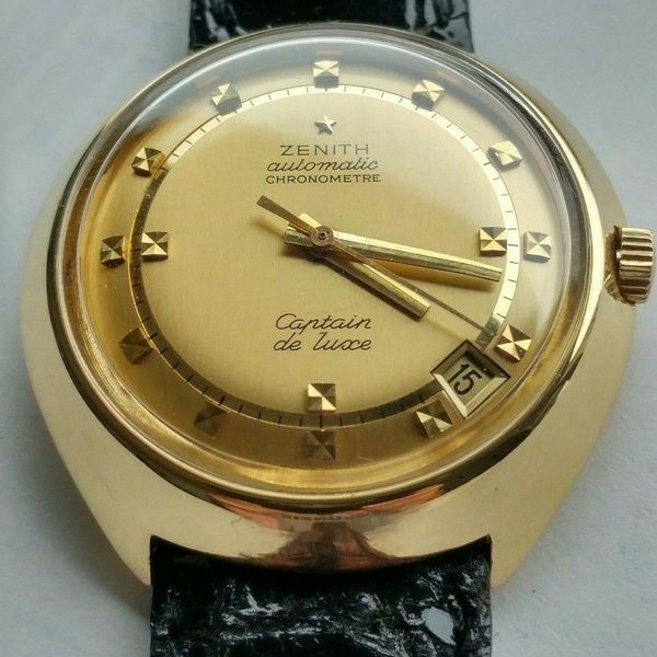 RARE 70'S 18K ZENITH CHRONOMETER CAPTAIN DE LUXE "FLYING SAUCER ...