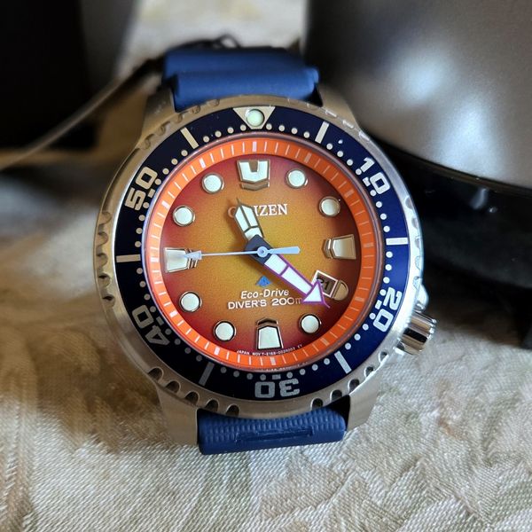 Citizen Men's Promaster Dive Eco-Drive Watch BN0169-03X Orange Dial ...