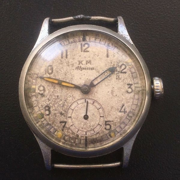 ORIGINAL MILITARY GERMAN WATCH KRIEGSMARINE KM 586 ALPINA WEHRMACHT WW2 ...