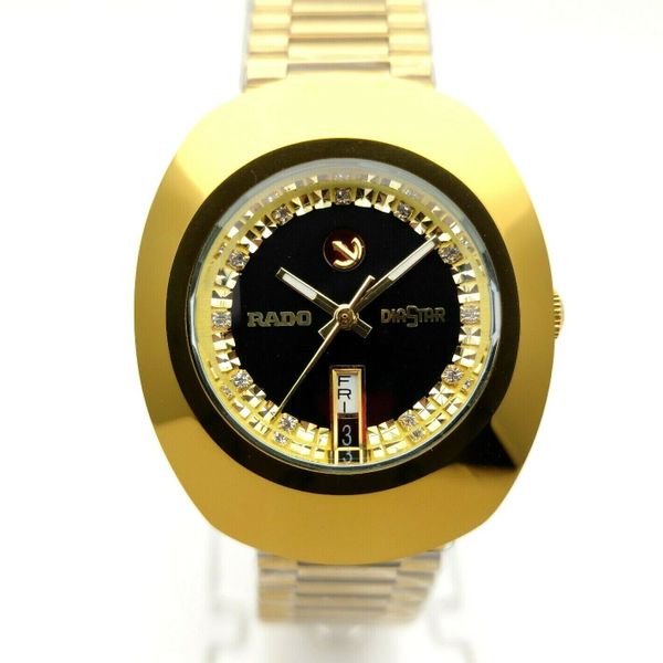 Vintage Rado Diastar Automatic Black Dial White Stone Men's Wrist Watch ...