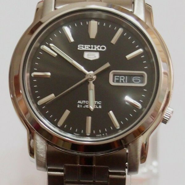 SEIKO 5 SNKK71 Stainless Steel Band Automatic Men's Black Watch ...