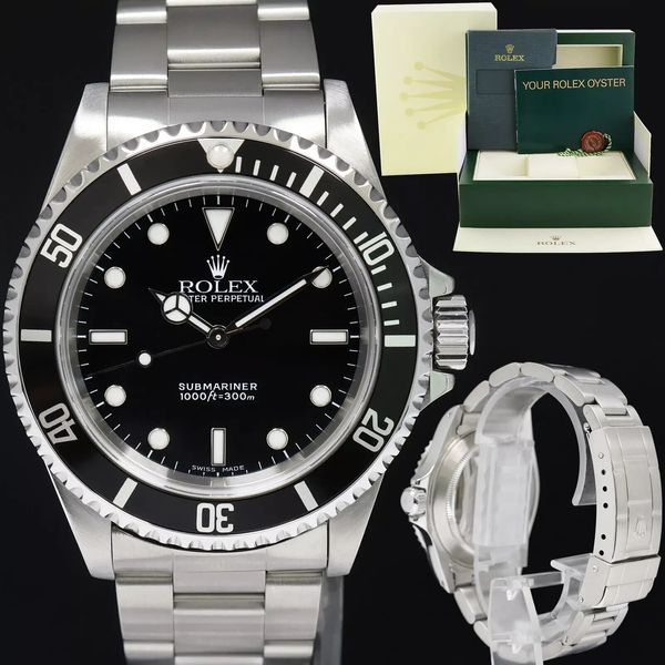 MINT 2000 Rolex Submariner No-Date 2 line dial 14060 Steel Black 40mm ...