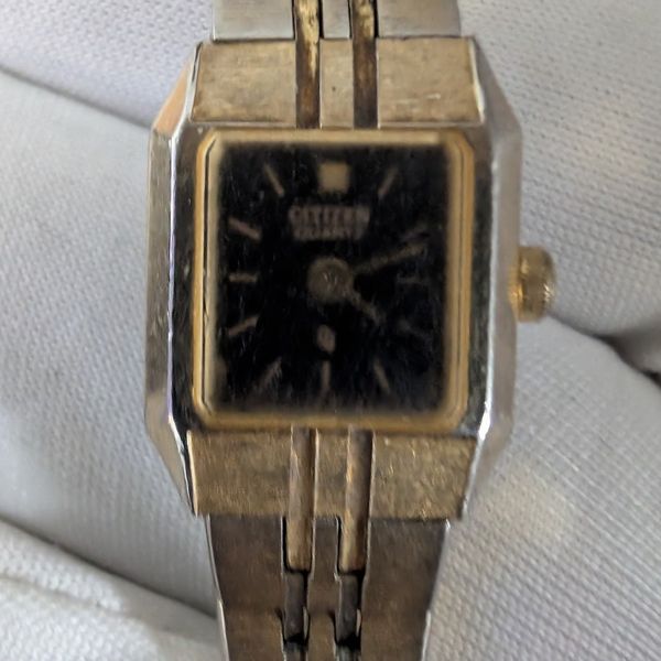 Vintage Citizen Ladies Quartz Watch 5421-S18531 Two-Tone Rectangular ...