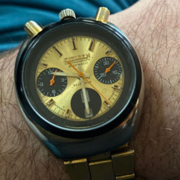 VINTAGE CITIZEN BULLHEAD CHRONOGRAPH 8110 Gold Dial Brad Pitt Great ...