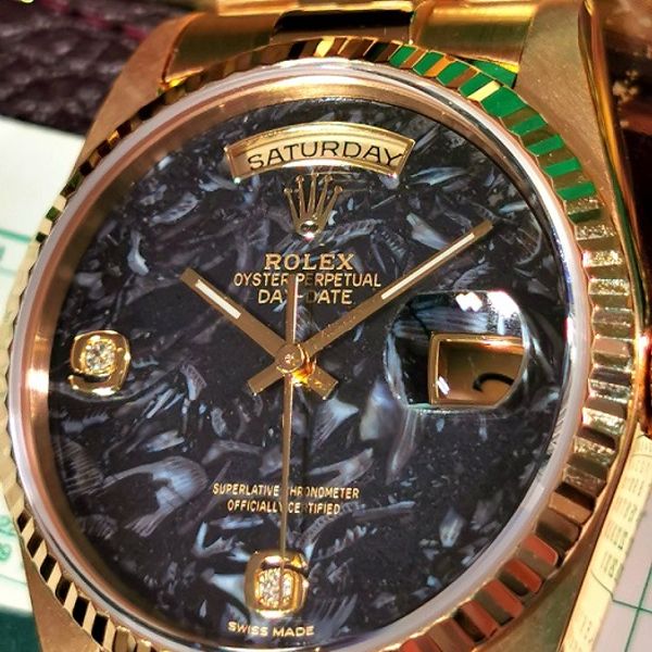 Rolex Ammonite Fossil Day Date 18238 Factory Rare | WatchCharts Marketplace