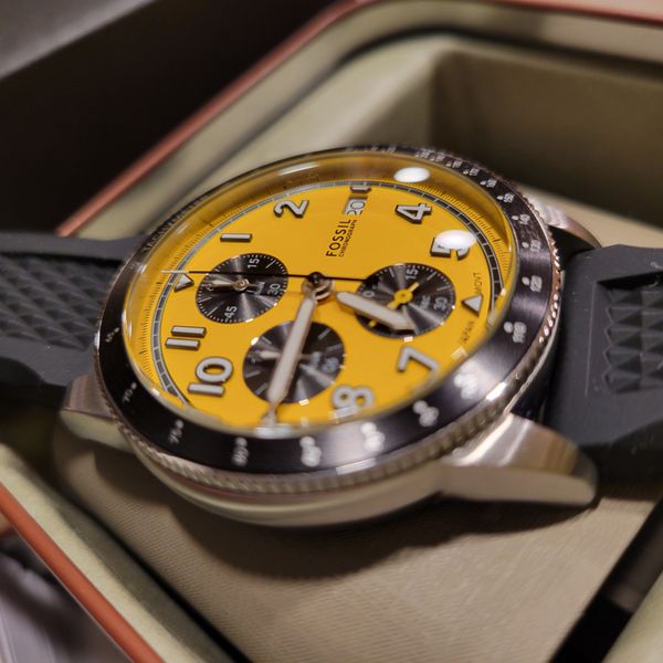 ONLY $99 --- Fossil Tourer Chronograph yellow FS6044 chrono watch ...