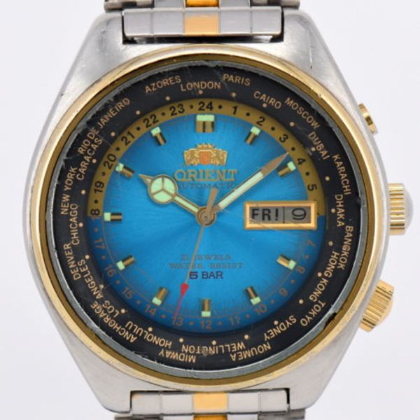 Auth ORIENT World Time 469EE7-70 CA Day&Date Automatic Men's Watch i ...