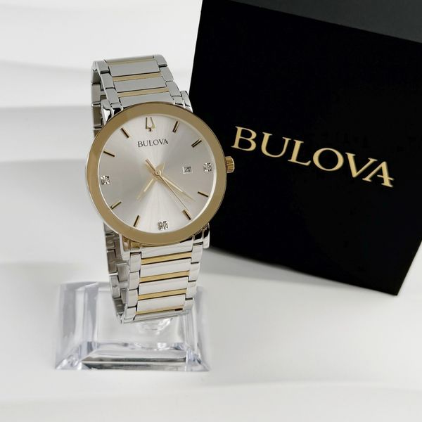 Bulova Futuro Modern Silver Dial Quartz Diamond Calendar Men's Watch ...