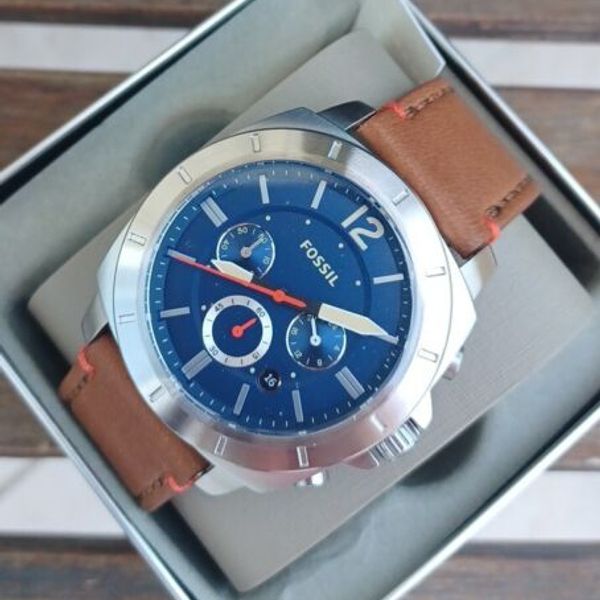 New Fossil Privateer Sport Blue Dial Brown Leather Straps Men's Watch BQ2764 | WatchCharts ...