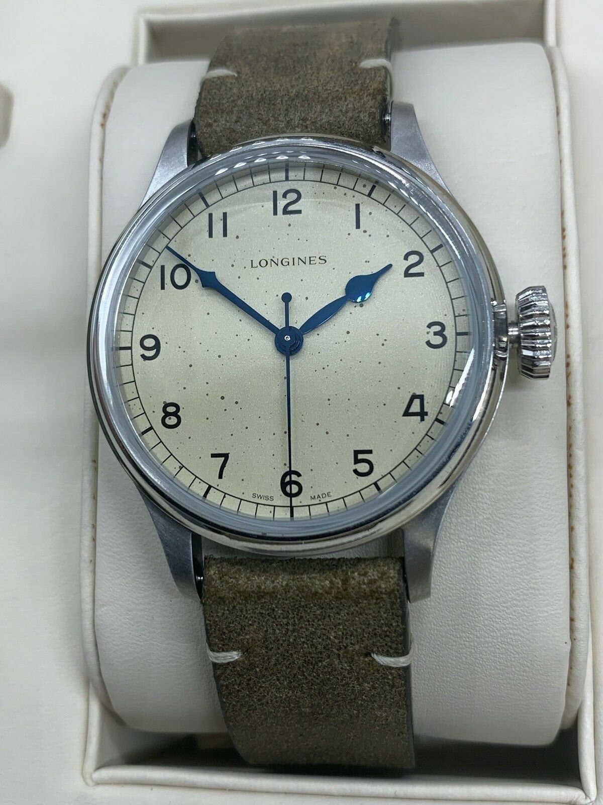 LONGINES HERITAGE MILITARY WATCH, L2.819.4.93.2 - Leather and Fabric ...