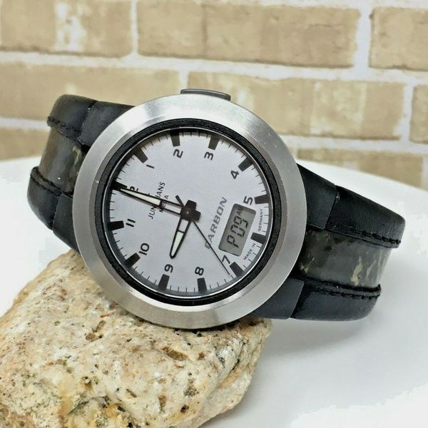 Junghans Mega Carbon 9452516 WWVB Radio Controlled Black/Silver/Carbon ...